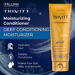 Itallian Hairtech Conditioner Cream for Chemical Treated Hair 8.45 fl oz. - Deep Conditioning and Moisturizing Dry, Damaged and Keratin Brazilian Blowouts With Natural Oils - Professional Trivitt