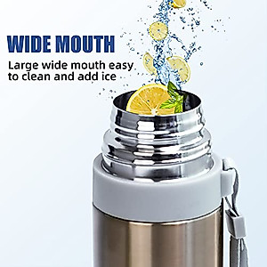 Stainless Steel Thermos Bottle, Supkit 17oz Thermos for Hot Drinks, BPA Free, Insulated Cup Keep Hot & Cold for Hours, Perfect for Biking, Camping, Office, Car or Outdoor Travel (Gold)