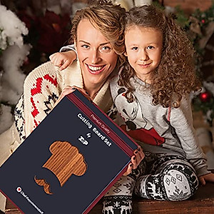 ZVP Extra Thick Bamboo Cutting Board for Kitchen 4 Pack, Extra Large Wood Chopping Board Set with Juice Grooves, Butcher Block, Storage Holder, for Meat Cheese and Vegetables, Walnut Brown