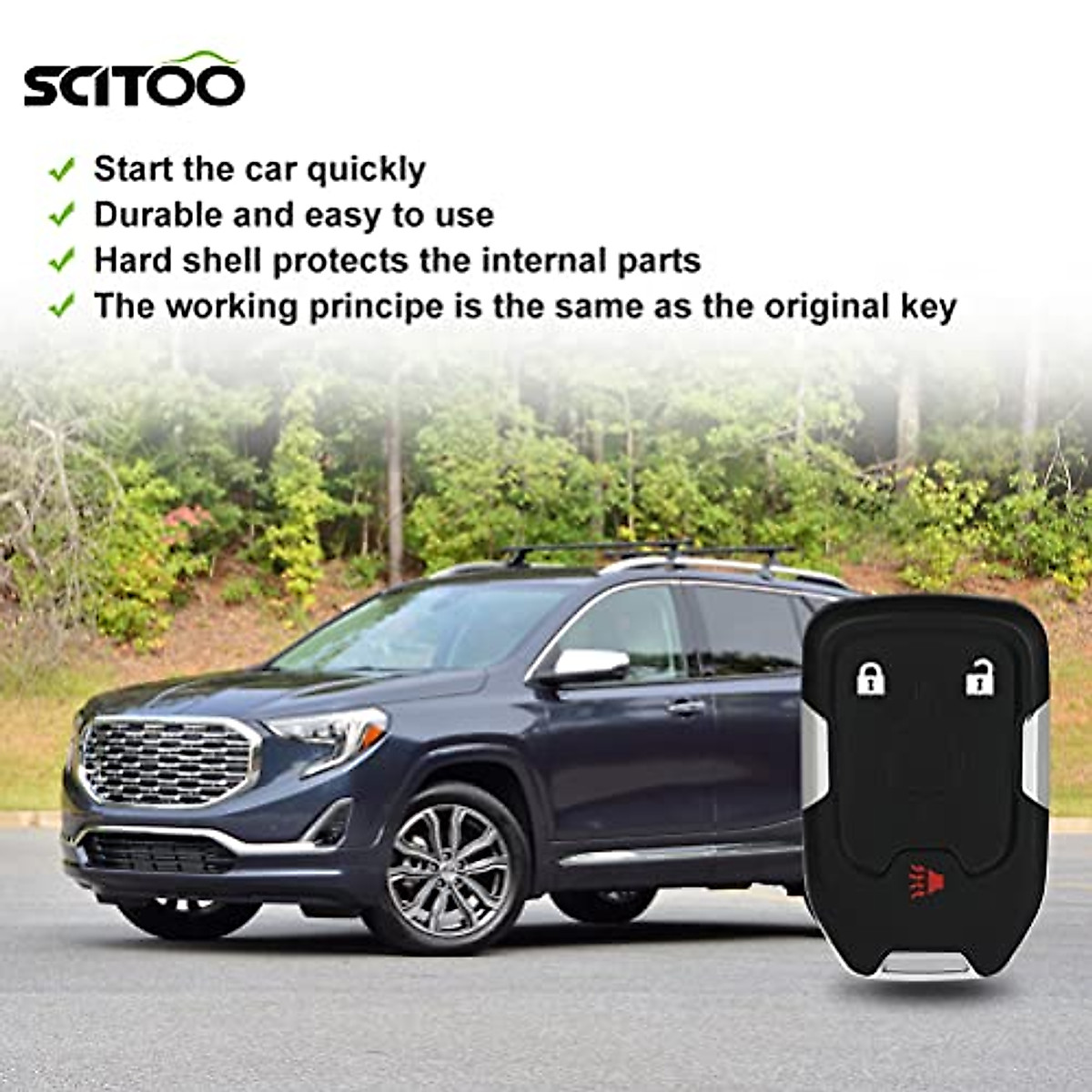 SCITOO Keyless Entry Remote Key Fob SHELL CASE Replacement for 3 Buttons Uncut Car Key for GMC Terrain 2018-2019 1pc FCC 1551A-AA HYQ1AA