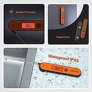Inkbird Wi-Fi/Bluetooth Meat Thermometer IBBQ-4BW & Instant Read Thermometer IHT-1P, Digital Wireless WIFI Thermometer for Smoker Oven, Large LCD Backlight, Timer High/Low Alarm, 4 Probes Rechargeable