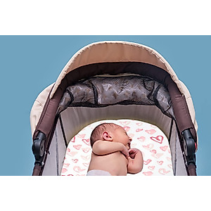 Fitted Bassinet Sheets Fitted for Baby Girl, 33"x16" Stretch to Fit Different Cradle and Bassinet Mattress Set, Ultra Soft Breathable Cozy Cradle Sheets, 2 Pack. (Love - Flowers)