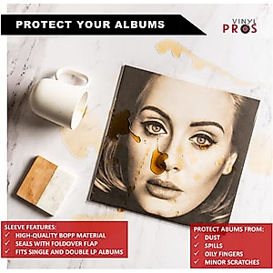 Vinyl Record Display Set - 8 Pack Acrylic Shelf Wall Mount and Protective Sleeves - 8 Clear Vinyl Shelves and 8 Album Protective Sleeves, Installation Tools Included