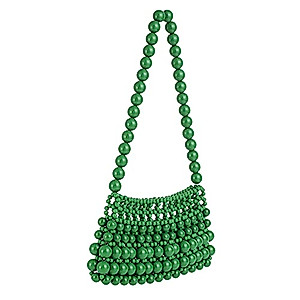 Abvokury YUSHINY Women Colored Acrylic Beaded Handmade Satchel HandBag for Wedding Evening Party