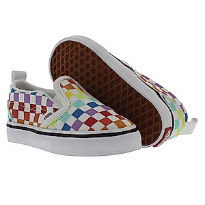 Vans Kids Baby Girls Slip-On V (Infant/Toddler) (Checkerboard) Rainbow/True White 10 Toddler