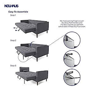 Nouhaus Module, Sleeper Sofa Bed Couch. 7ft Luxury Convertible Sofa Futon Bed with No Roll Together Latex. Pull Out Couch Bed for Bedroom Couch, Small Apartment Furniture Sofas or RV Couch