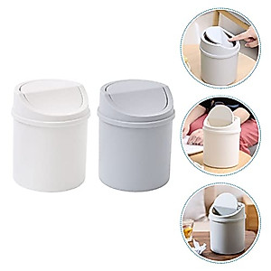 LIFKOME Mini Wastebasket Trash Can: 2pcs Tiny Desktop Waste Garbage Bin with Swing Lid for Home Office Kitchen Vanity Tabletop