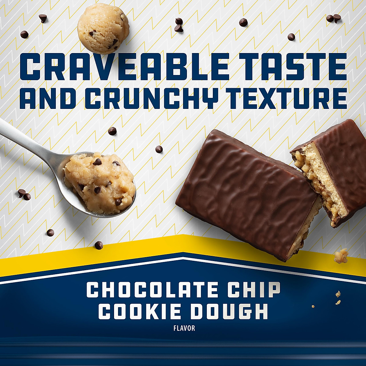CLIF Builders + Caffeine - Chocolate Chip Cookie Dough Flavor - Protein Bars - Gluten-Free - Non-GMO - Low Glycemic - 20g Protein - 2.4 oz. (12 Count)