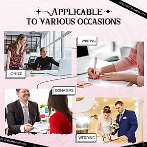 Supervitae 8 Pcs Rose Gold Ballpoint Pen Set Liquid Sand Glitter Metal Crystal Diamond Pen Girly Black Ink Pen Gifts for Wedding Office Desk Supplies