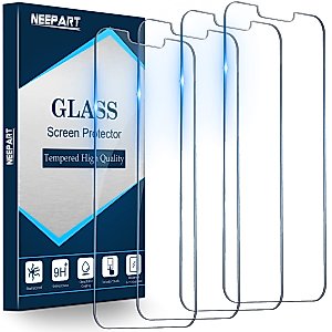 NEEPART 4 Pack Tempered Glass Screen Protector for iPhone 14/ iPhone 13/ iPhone 13 Pro [6.1 Inch], Sensor Protection, 9H Tempered Glass Film, Anti-Scratch, Case Friendly, Easy Installation, Bubble