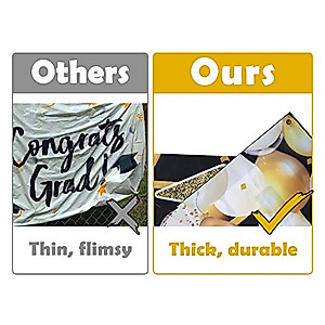 Bunny Chorus Black and Gold Graduation Party Decorations 2022, 71" x 40" Graduation Backdrop, 2022 Graduation Banner, Congrats Grad Banner for Prom Graduation Party Supplies