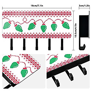 Sinestour Christmas Tree Light Key Holder for Wall Key Hanger with 5 Key Hooks Key Rack Organizer Key and Mail Holder for Wall Decorative Entryway Hallway Kitchen Farmhouse Apartment