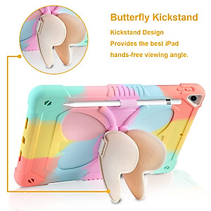 VOFUOE for iPad 9.7 Case 2018 for iPad 6th Generation Cases Butterfly Kickstand Pencil Holder, for iPad 5th Gen 2017 Case 2 in 1 Heavy Duty Rugged Cover for Kids Girls, Pink