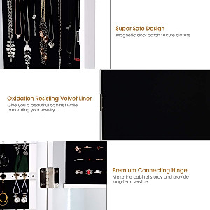 Giantex Wall Door Mounted Mirrored Jewelry Cabinet Jewelry Armoire Storage Organizer with Full Length Mirror Jewelry Cabinets (White)