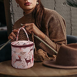 Small Yarn Storage Bags Portable Knitting Bag Case Organizer Crochet Thread Sewing Accessories Storage Tote Bag for Carry Crochet Hooks,Short Knitting Needle,Skein Yarn,Knitting Crochet Supplies