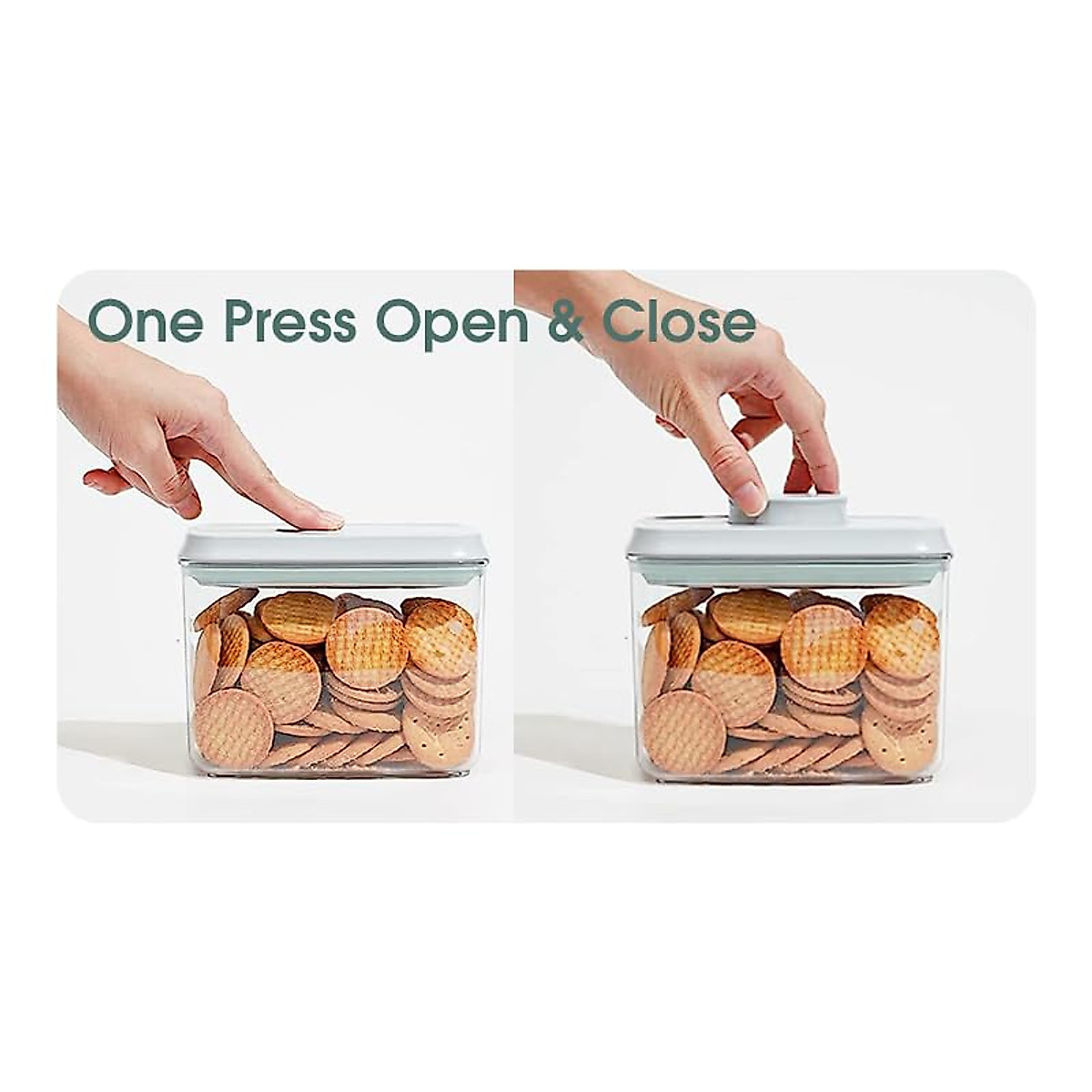 ODOROKU 3 Piece Pop Up Plastic Food Container Sets, Airtight Food Storage Containers with Lids, BPA-Free Air Tight Stackable Dry Cereal Snacks Container, Kitchen Pantry Organization Storage