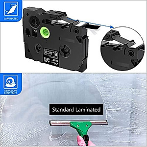 GREENCYCLE 6 Pack TZe-355 TZ355 AZE 355 TZE 155 TZ155 Compatible for Brother Laminated Label Tape White on Black/Clear 24 mm x 8 m 1" 26.2ft for P-Touch PT2430PC PT-P700 PT-P750W Label Makers