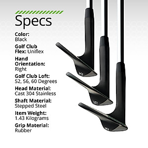 BombTech - Premium Golf Wedge Set - 52, 56, 60 Degrees Golf Wedges - Max Groove for Increased Spin - Black Wedges…