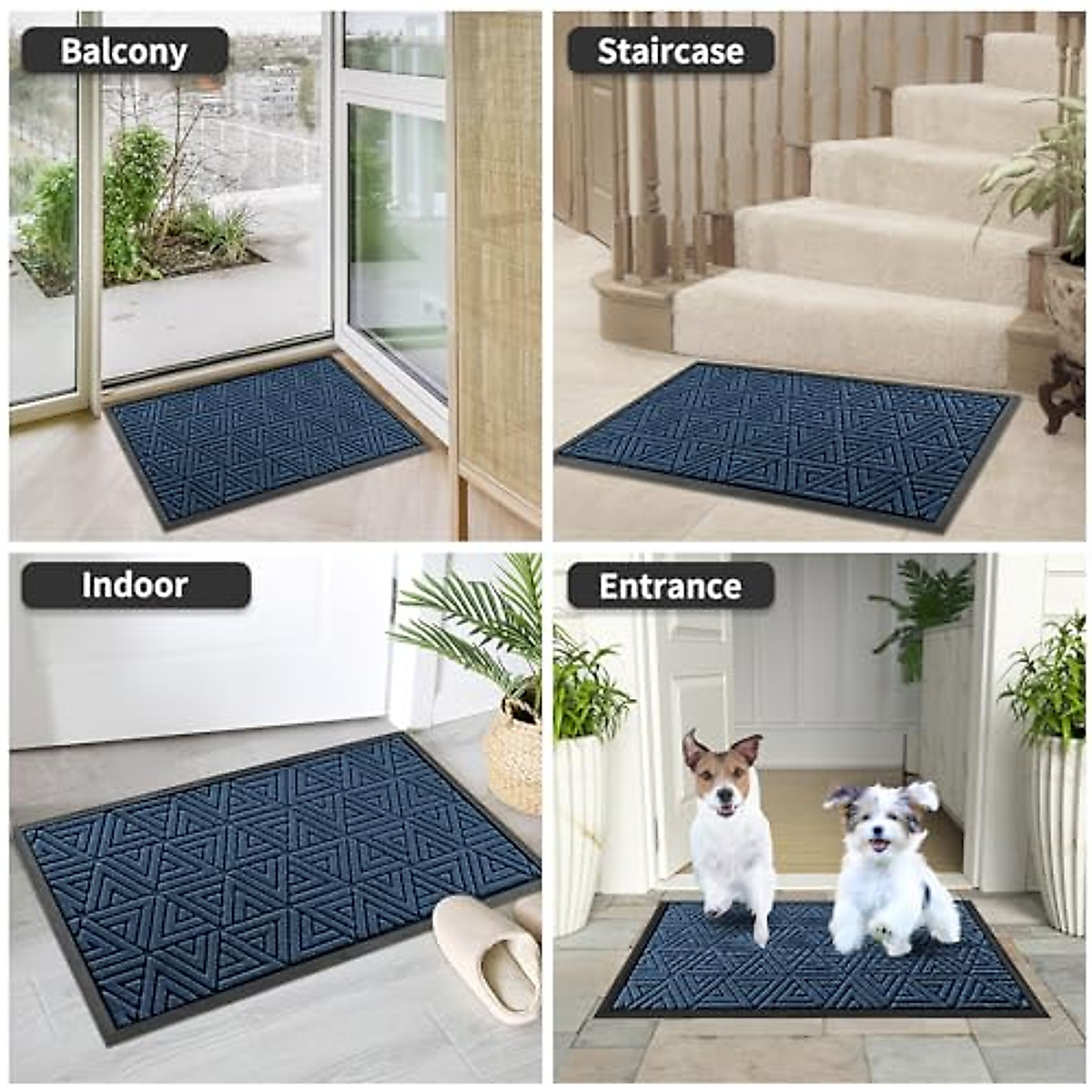 Yimobra Door Mat Outdoor Entrance, Heavy Duty Durable Front Welcome matt for Outside Home Entry, Doormat for Back Patio Floor Porch Garage Office, Low Profile, Easy Clean, Waterproof, 29.5 x 17, Blue