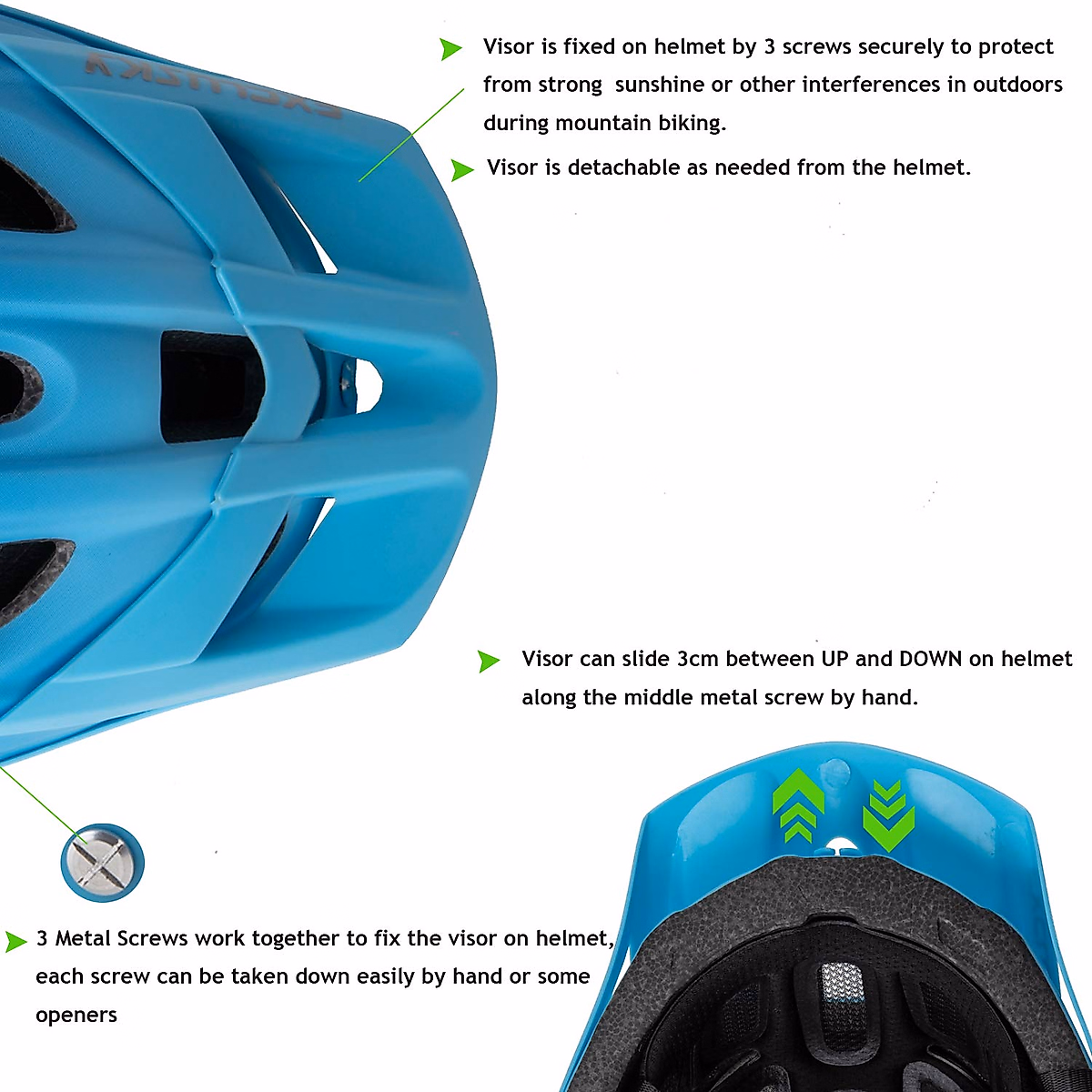 Exclusky Bike Helmet Mountain Bike Helmet for Adults Lightweight MTB Cycling Helmet for Men Women Adjustable Bicycle Helmet with Visor