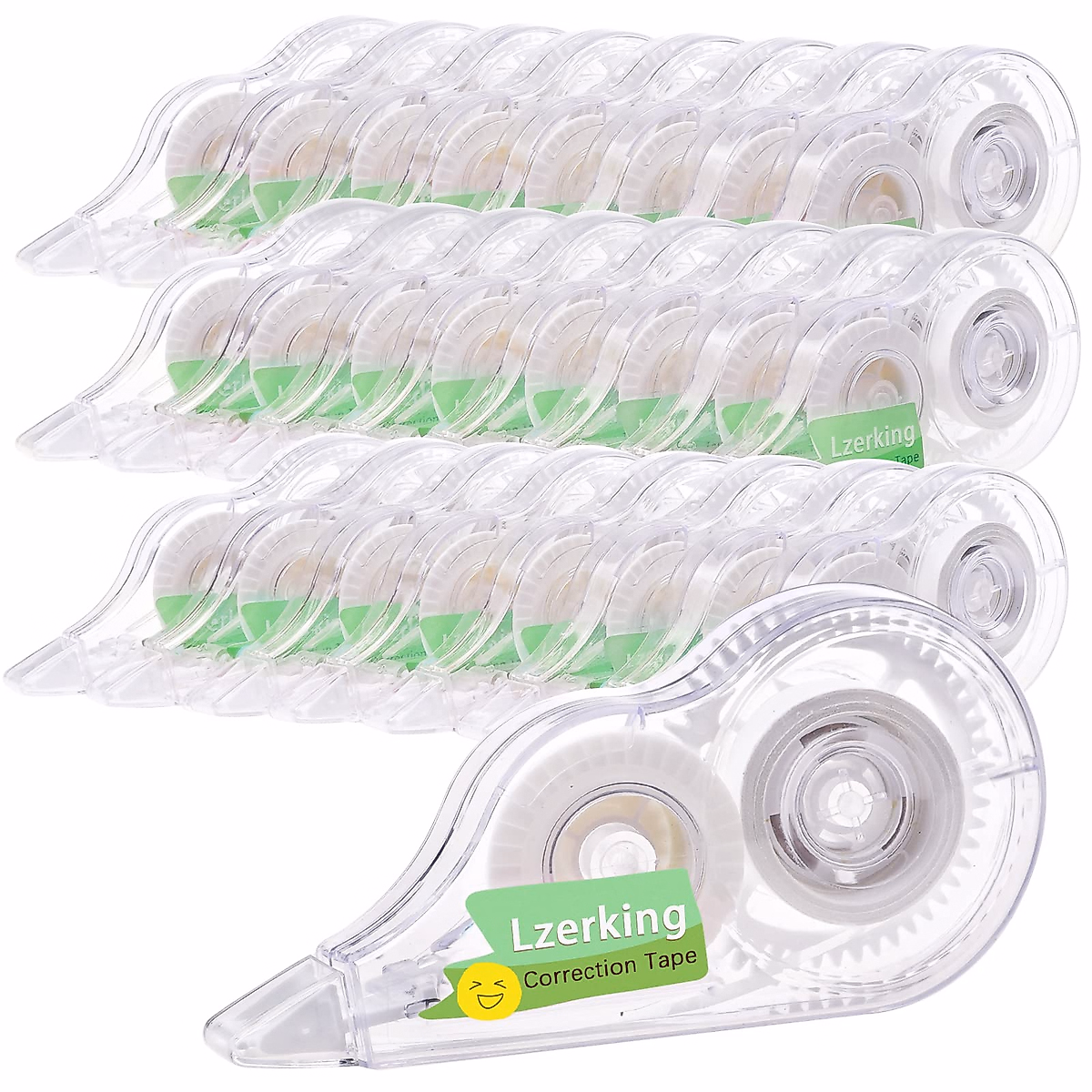 Lzerking Correct Correction Tape,White,32-Count,Transparent Dispenser Shows How Much Tape is Remaining