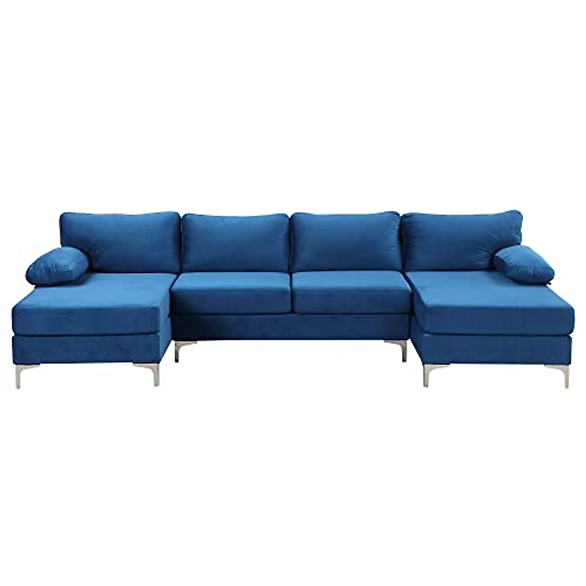 Casa Andrea Milano Modern Large Velvet Fabric U-Shape Sectional Sofa, Double Extra Wide Chaise Lounge Couch