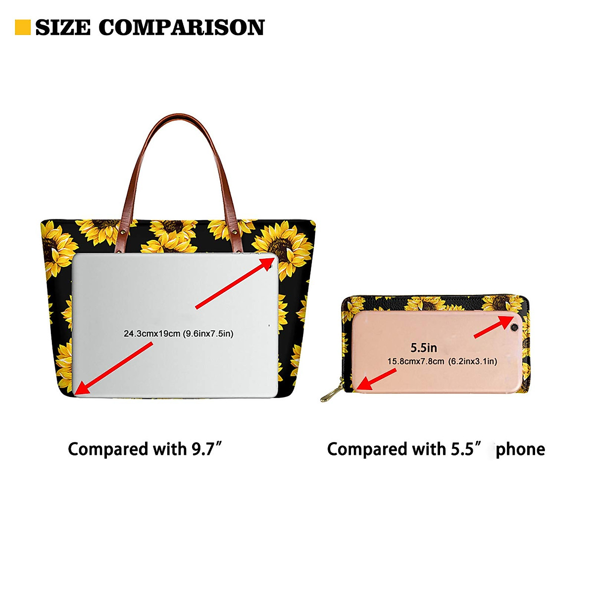 Belidome Animal Rooster Chicken Design Women Handbag Set with Long Purse