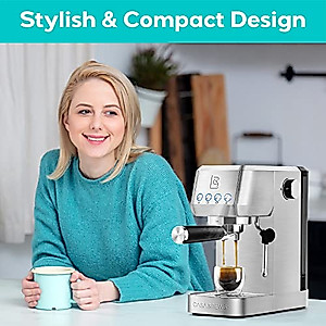 CASABREWS Espresso Machine 20 Bar, Professional Coffee Maker Cappuccino Latte Machine with Steam Milk Frother, Espresso Coffee Machine with 49oz Removable Water Tank, Stainless Steel, Gift for Dad Mom