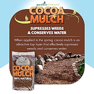 Garden Elements 100% Natural Cocoa Bean Shell Mulch for Gardens, Flower Beds, Potted Plants, Mulching (2 Cubic Foot Bag)