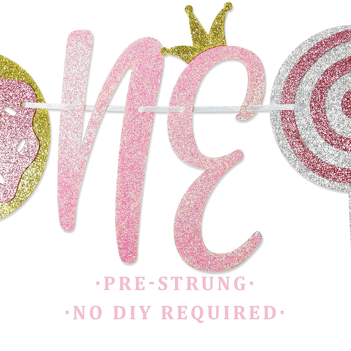 Sweet One Banner, Ice Cream Donut Candy First Birthday Banner,Baby Shower,1st Birthday Party Decorations (Pink)1