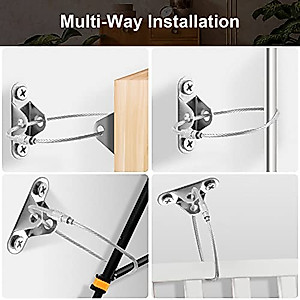 10 Pcs Furniture Anchors, Baby Proofing, Anti-Tip Metal Baby Furniture Straps, Baby Safety Wall Anchor, for Cabinet, Wardrobe, Drawers, Dresser, Bookshelf(400lbs Tension) (Silver)