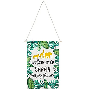 Sparkle and Bash Custom Safari Baby Shower Decorations Canvas Welcome Sign with Sticker Sheets (3 Pieces)