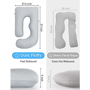Momcozy Pregnancy Pillows with Cooling Cover, U-Shaped Full Body Maternity Pillow for Side Sleepers 57 Inch - Support for Back, Hip, Belly, Legs for Pregnant Women