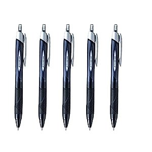 uni-Ball Jetstream Extra Fine & Ultra Micro Point Retractable Roller Ball Pens -Rubber Grip Type -0.38mm -Black Ink - Set of 5