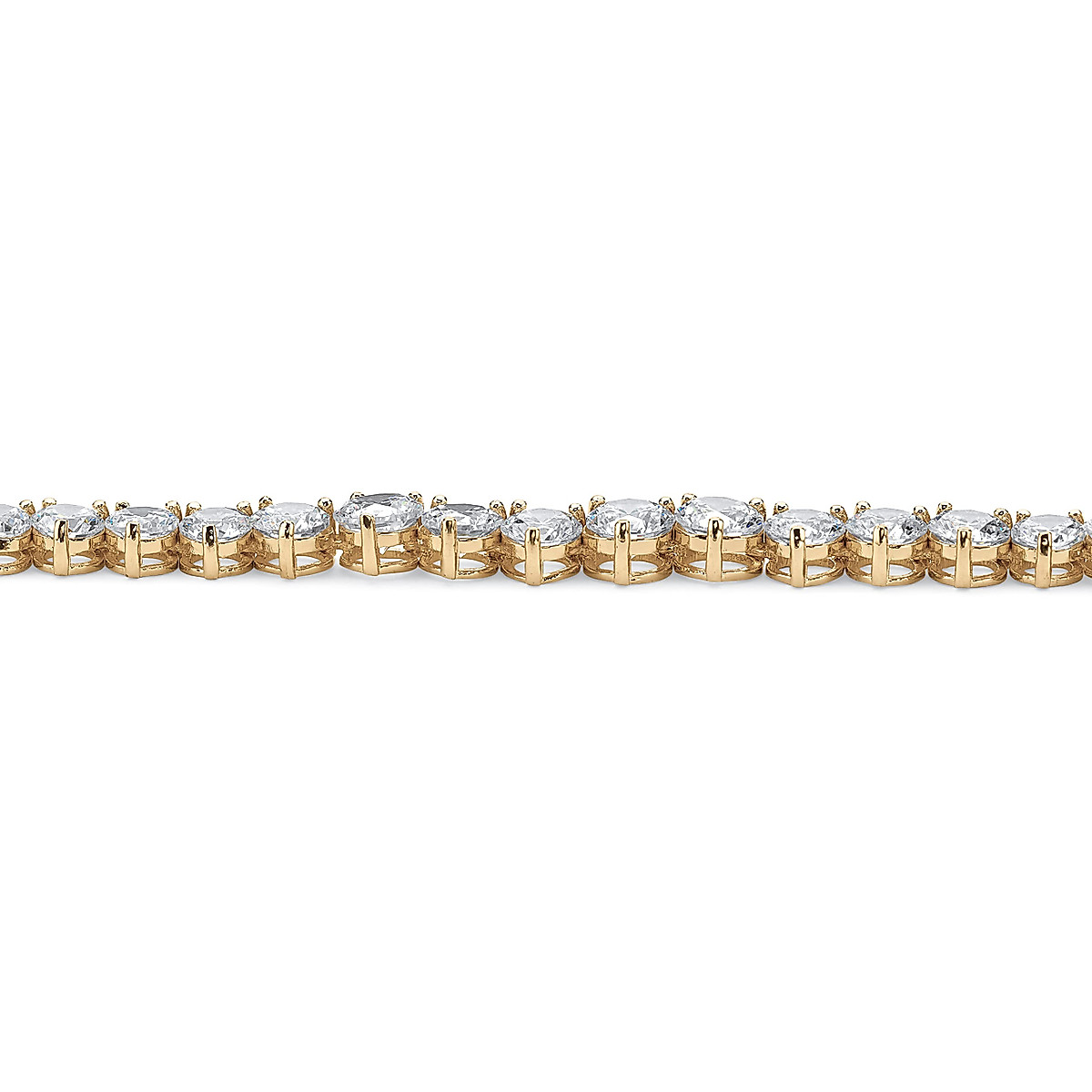 PalmBeach Yellow Gold-plated Round Cubic Zirconia, Graduated Eternity Tennis Necklace (7.5mm), Fold Over Clasp, 16 inches