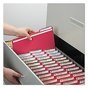 Smead Pressboard File Folder, 1/3-Cut Tab, 1" Expansion, Letter Size, Bright Red, 25 per Box (21538)