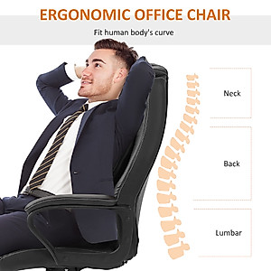Vinsetto Ergonomic Massage Office Chair, High Back Executive Desk Chair with 6-Point Vibration, Adjustable Height, Swivel Seat and Rocking Function, Black