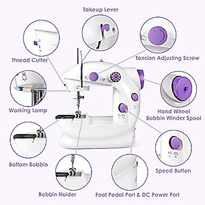 Portable Sewing Machine with Extension Table and Light,Mini Sewing Machine with Upgraded,Two Threads Double Speed Double Switches,Electric Sewing Machine Easy to Use for Kids,Beginners and DIY