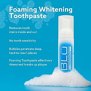 GO SMILE BLU Foaming Whitening Toothpaste for Blue-Light Toothbrushes, Light Activated Stain Removal & Enamel Whitening Formula to Freshen Breath & Clean Teeth Without Sensitivity, Mint Flavor 2.3 oz