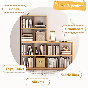 NELYE 8 Cube Organizer Bookcase - Fabric Storage Bins Container, Open Shelf Simple Compartments Bookshelf, White
