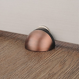 Yinpecly Stainless Steel Floor Door Stopper Sound Dampening Protector Door Stop Bumper Brushed Adhesive Mounting Screws Red Copper 1pcs