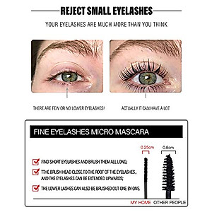 2PCS Ultra Fine Black Mascara,Skinny Mascara,Catching tiny eyelashes,No clumping(2.5mm Diameter)