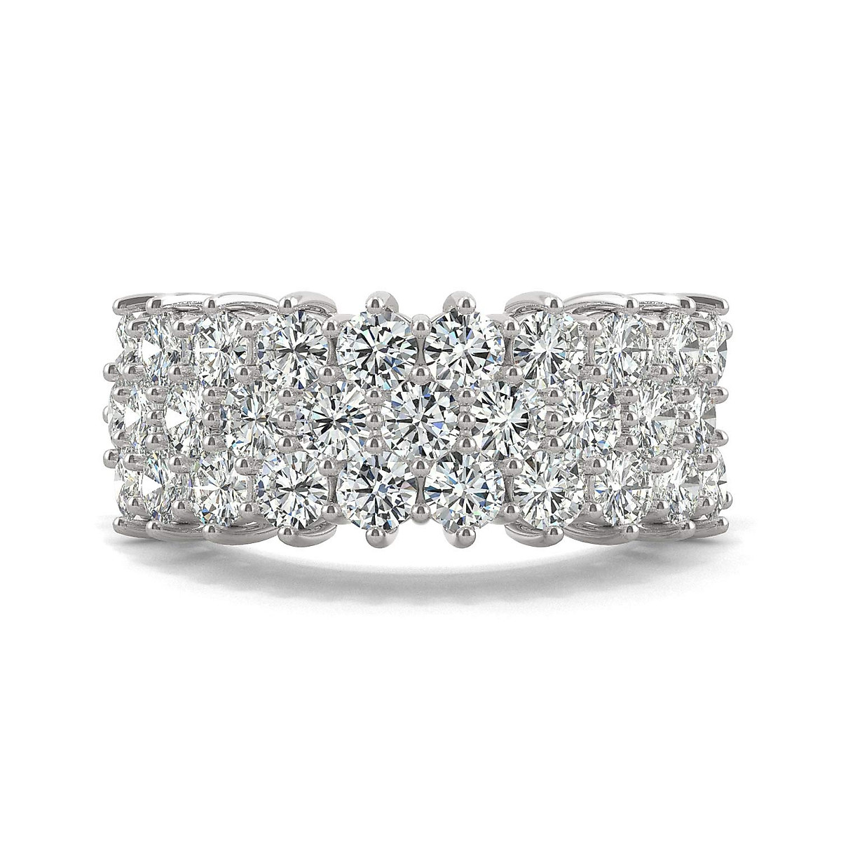 White Gold 3.0mm Moissanite by Charles & Colvard Round Three-Row Band Size 7 3.00cttw DEW