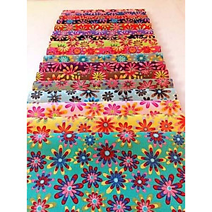 102 Piece Crazy Daisy pre Cut Charm Pack 5" Squares 100% Cotton Fabric Quilt - by Diu Dang