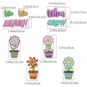 45Pcs Colorful Spring Cut-Outs Summer Flowers Potted Cut Outs with 100Pcs Glue Points When We Learn We Grow Paper Cut-Outs Bulletin Board Decoration for School Classroom Game Party Supplies