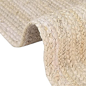 Avgari Creation RUG Jute Natural Hand Braided Rug Rectangle White Handmade Natural Fiber Area Carpet Kitchen, Hallway Rugs For Living-90x150 CM