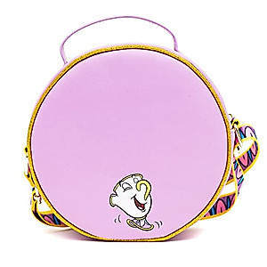 Disney Bag, Cross Body, Round, Beauty and the Beast Chip Poses, Lavender, Vegan Leather