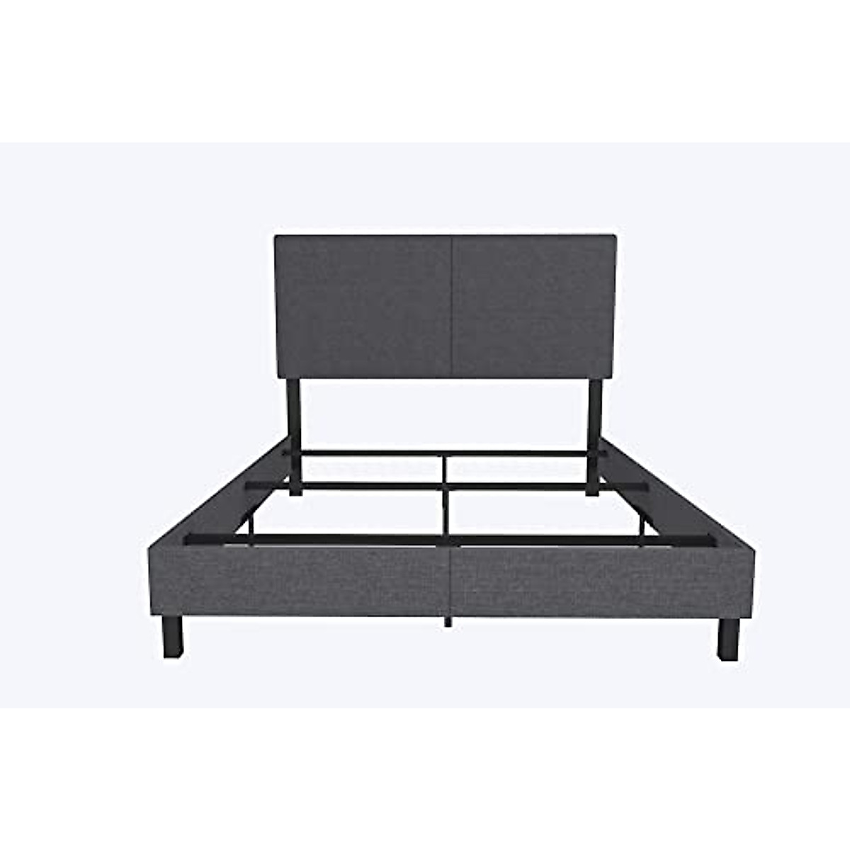 DHP Janford Upholstered Platform Bed with Modern Vertical Stitching on Rectangular Headboard, Queen, Gray Linen