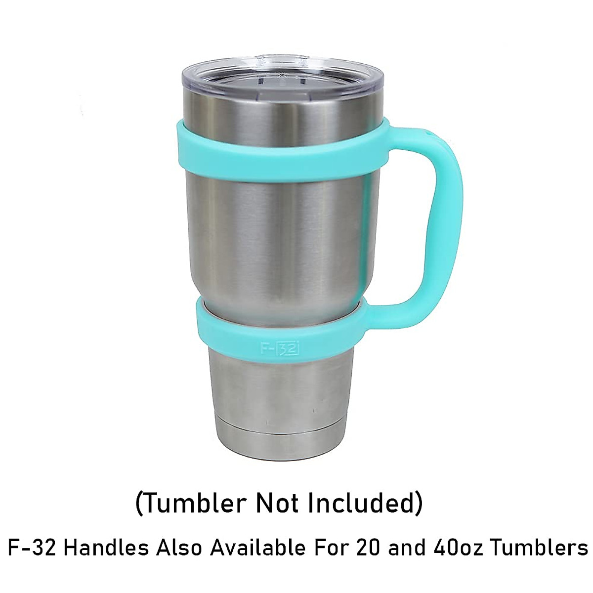 F-32 Handle - 19 COLORS - 40Oz, 30oz or 20oz size available - Compatible with 30 oz YETI and 30 oz. OZARK TRAIL Tumbler Travel Mug (30OZ, SEAFOAM BLUE)