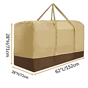 Outdoor Cushion Storage Bag Extra Large 420D Oxford Waterproof Dust Proof Outdoor Zippered Patio Cushion Storage Bag (Beige)